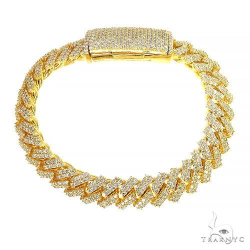 2 Row Prong Set Diamond Cuban Bracelet 66929 | TraxNYC