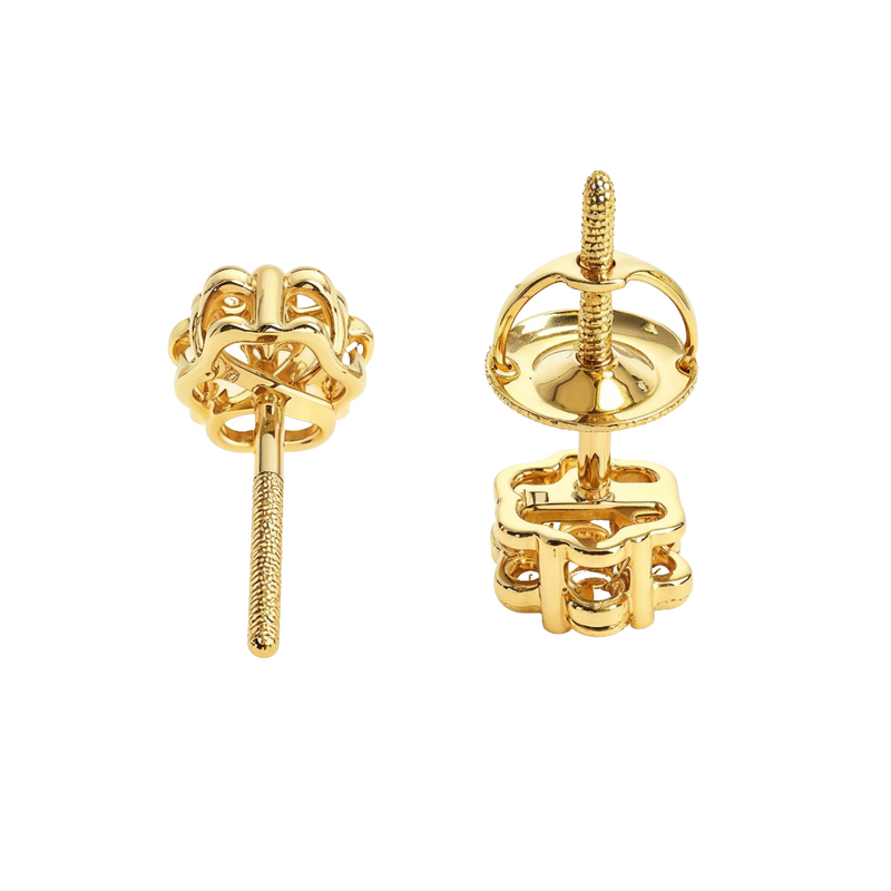 flower pattern gold earrings