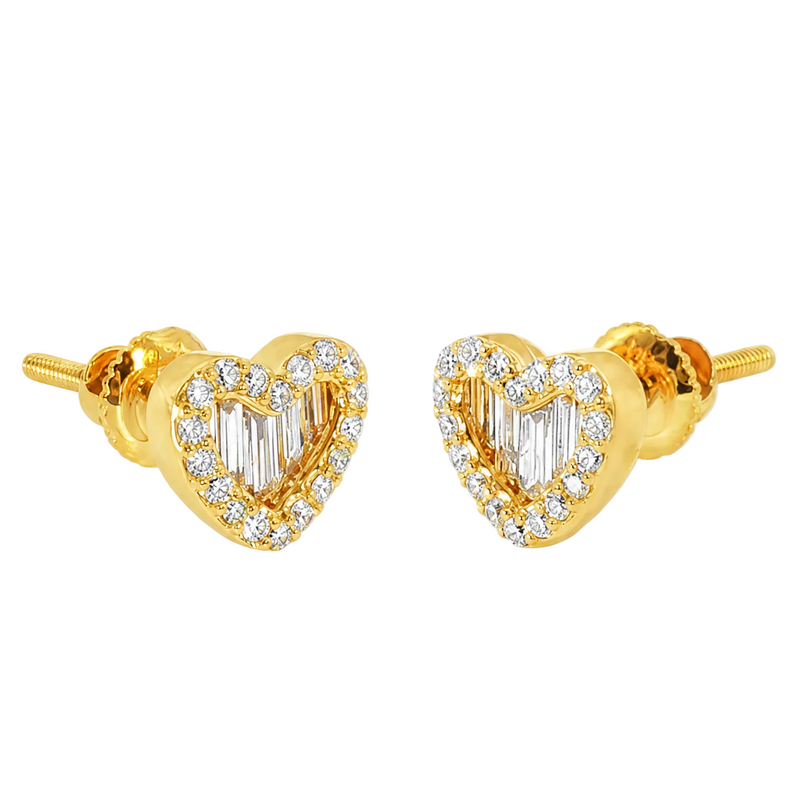 Buy Golden Heart Diamond Earrings 71407 – TraxNYC