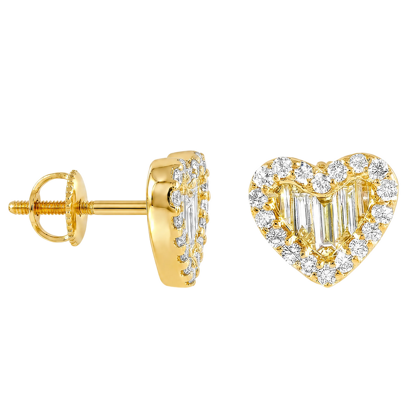 Buy Golden Heart Diamond Earrings 71407 – TraxNYC